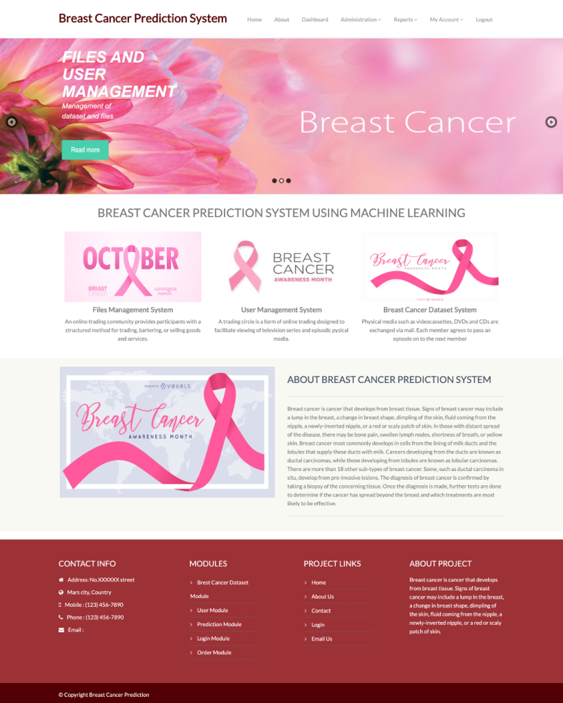Breast Cancer Prediction System Using Python, Django and Machine Learning