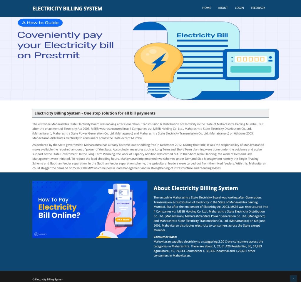Electricity Billing System Project Using Java Spring Boot React Js And Mysql